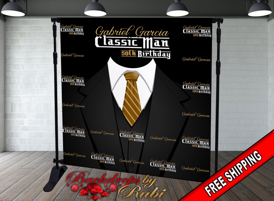 Classic Man Birthday Backdrop, Classic Man Step and Repeat Backdrop ...