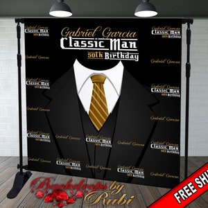 Classic Man Birthday Backdrop, Classic Man Step and Repeat Backdrop ...