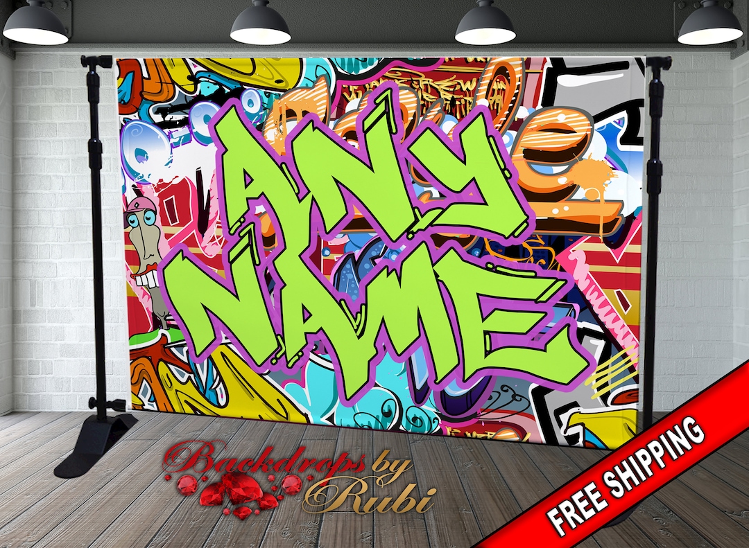 Graffiti Backdrop, Graffiti Banner, 80's 90's Hip Hop Rock Party ...
