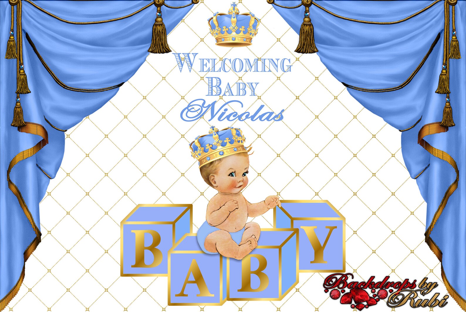 Baby Blue Prince Backdrop Baby Blue Crown Baby Blue Prince - Etsy