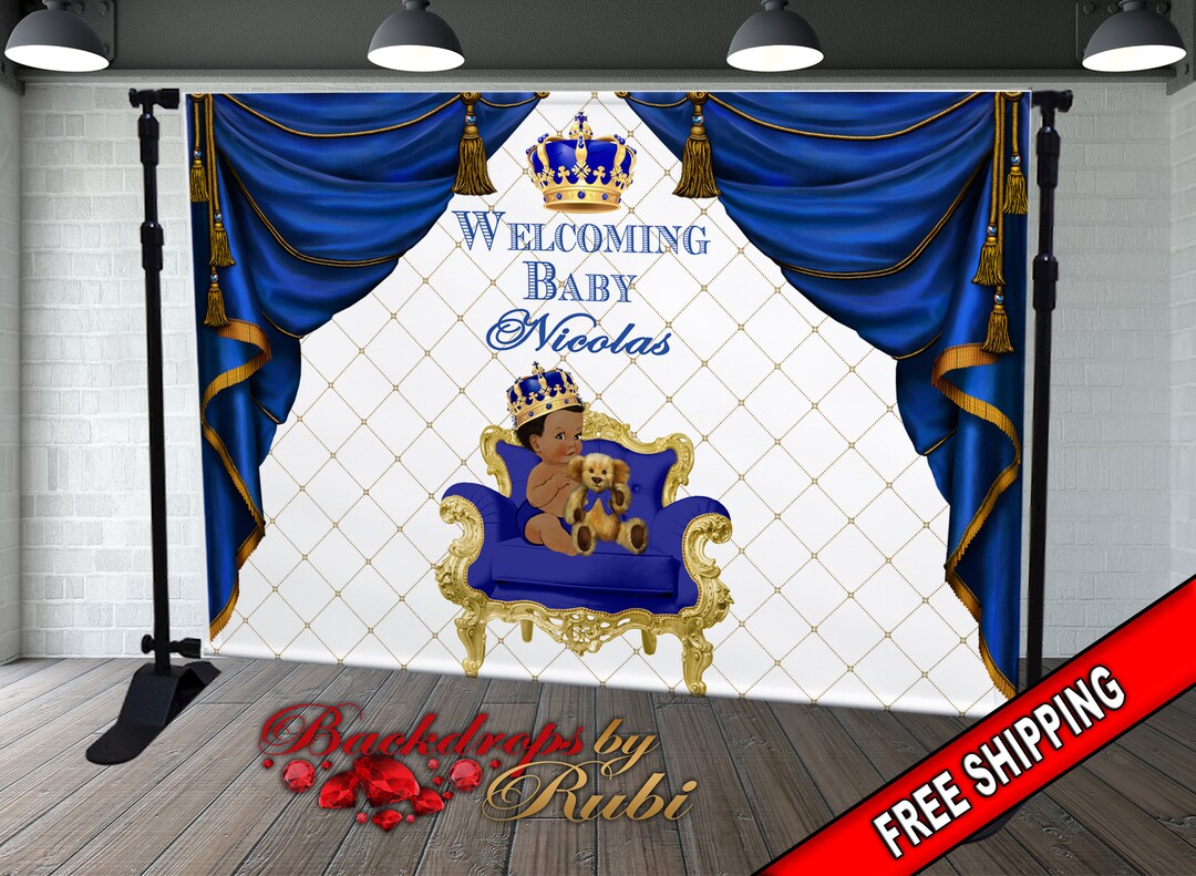 Royal Prince Theme Backdrop, Blue Crown Prince Backdrop, Royal Prince ...