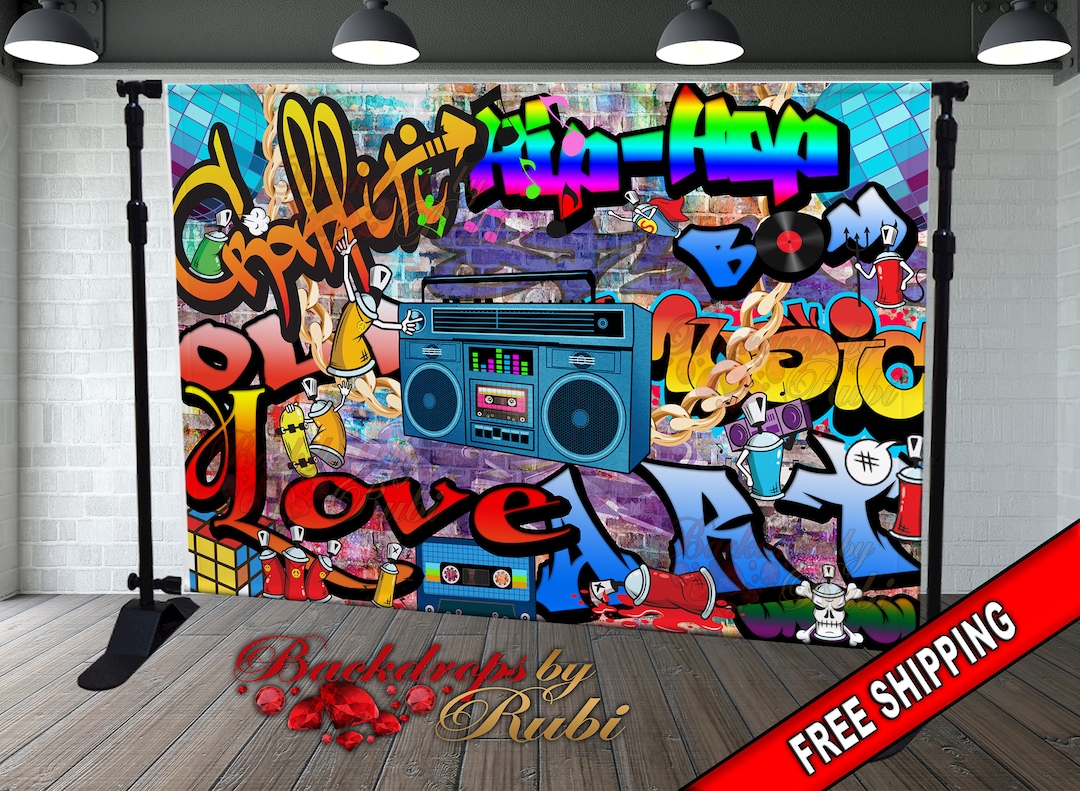 Graffiti Backdrop, Graffiti Banner, 80's 90's Hip Hop Rock Party ...