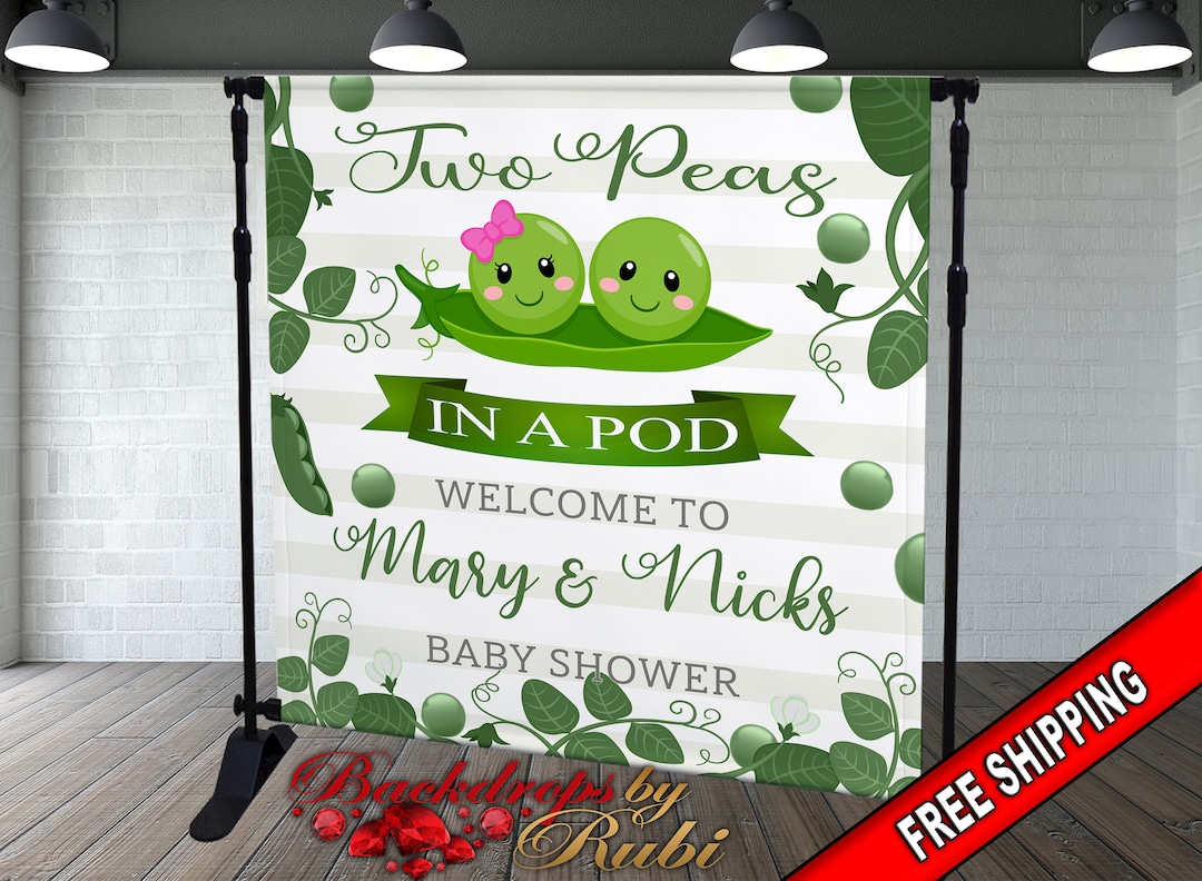 Two Peas in a Pod Backdrop, Two Peas in a Pod Banner, Sweet Peas in a ...