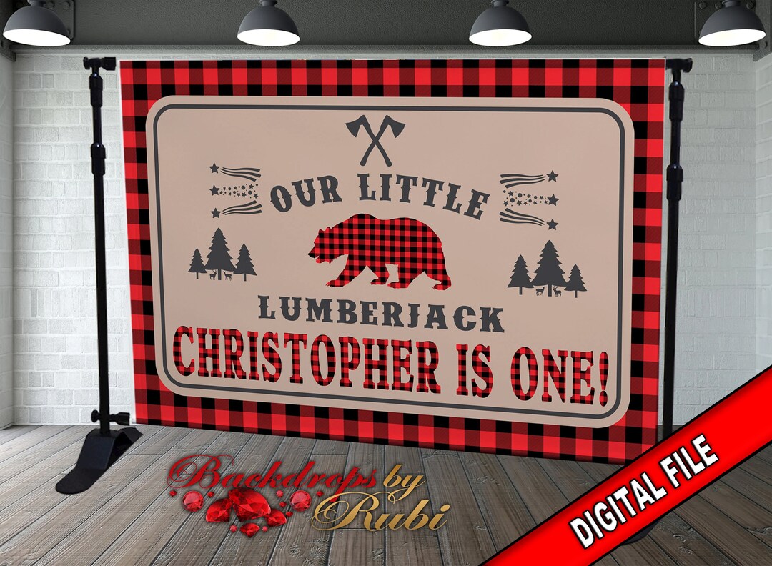 Lumberjack Backdrop, Buffalo Plaid Backdrop, Lumberjack Banner ...