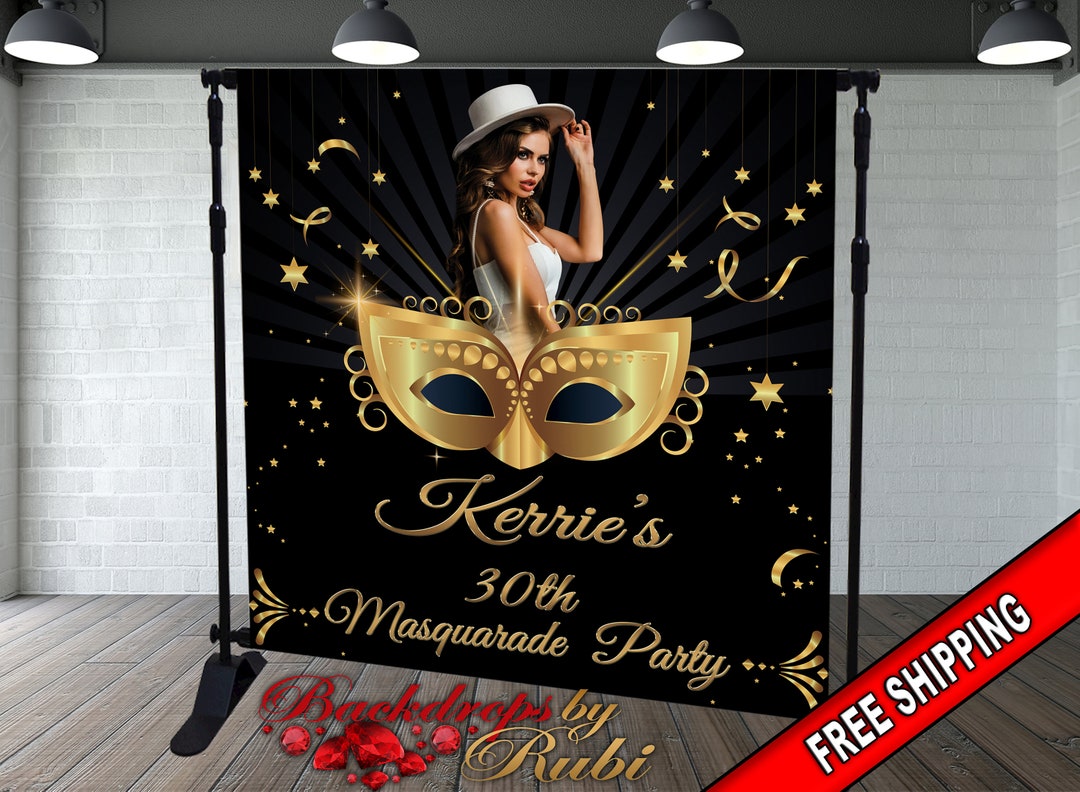Masquerade Gold Backdrop, Masquerade Step and Repeat Backdrop, 50 ...