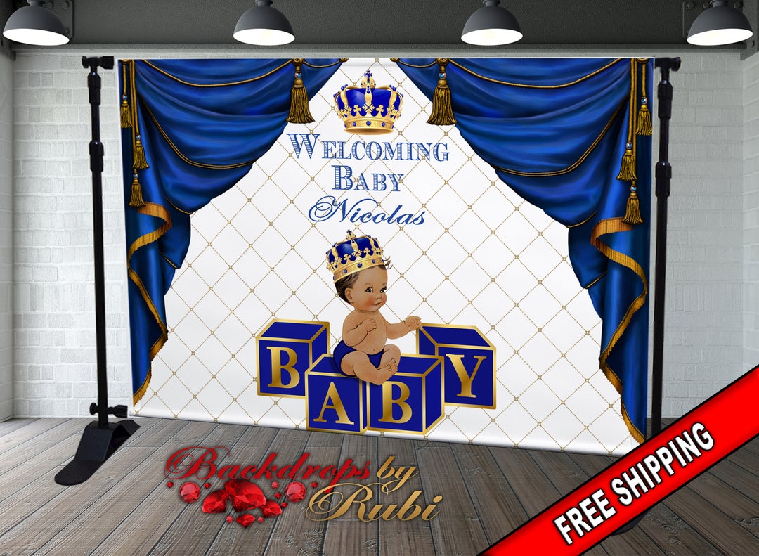 Royal Prince Theme Backdrop, Blue Crown Prince Backdrop, Royal Prince ...