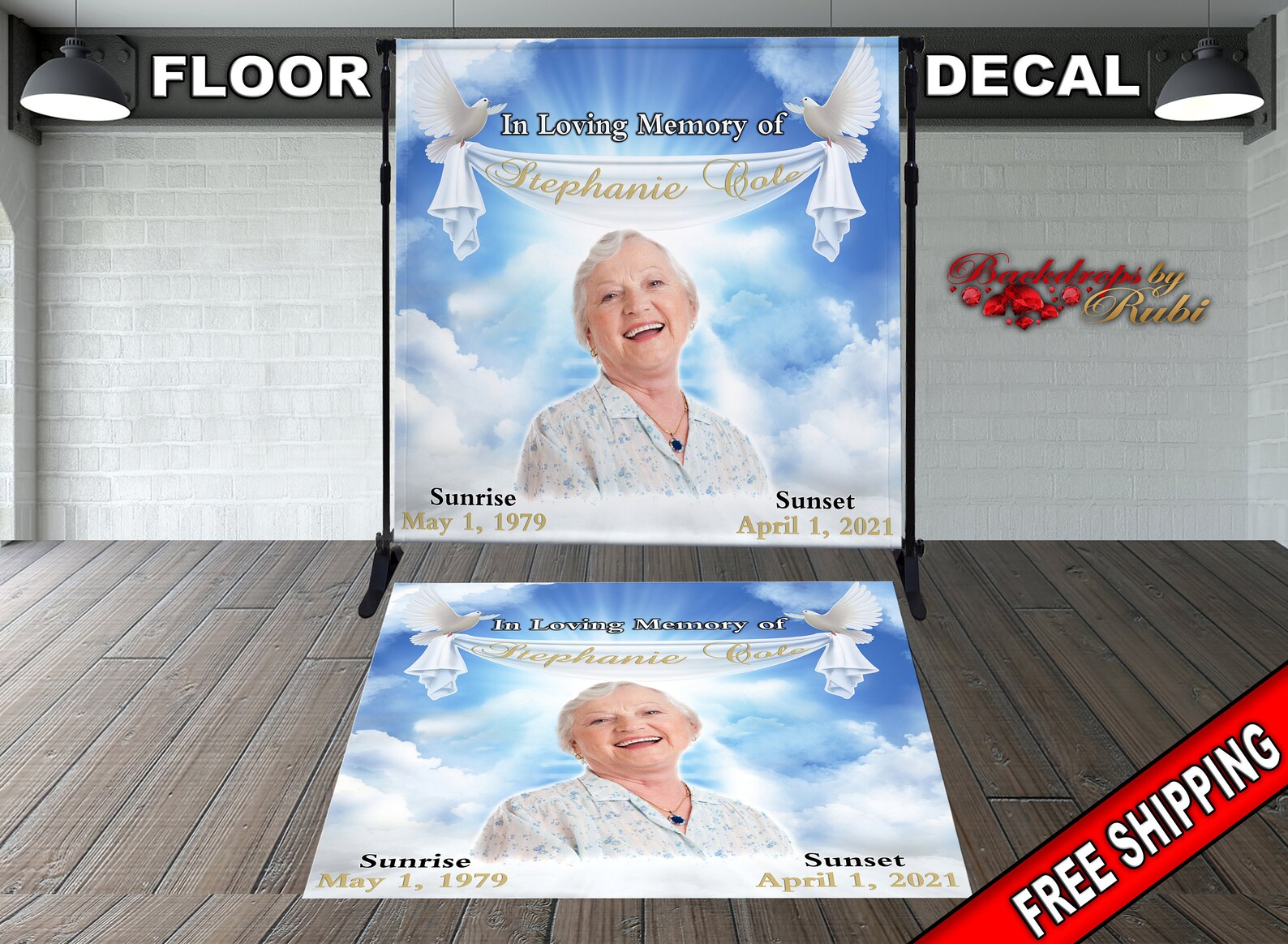 Memorial Floor Decal, Funeral Floor Sticker, Funeral Floor Decal, Happy ...