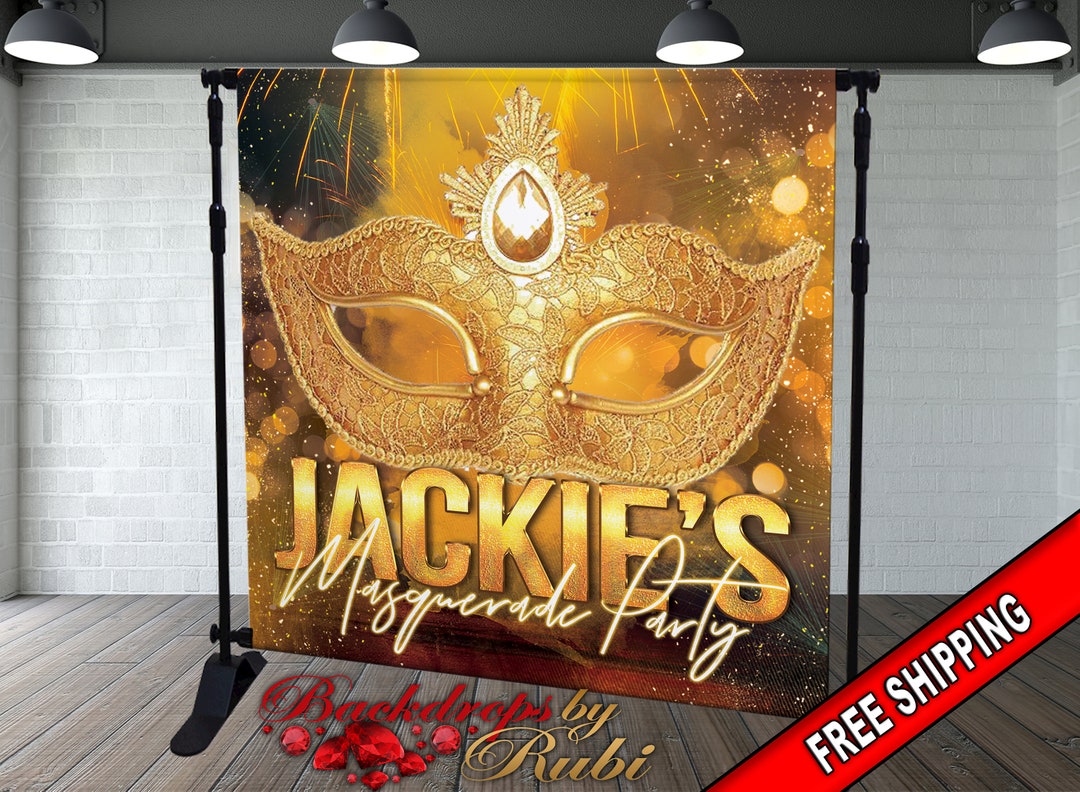 Masquerade Gold Backdrop, Masquerade Step and Repeat Backdrop, 50 ...