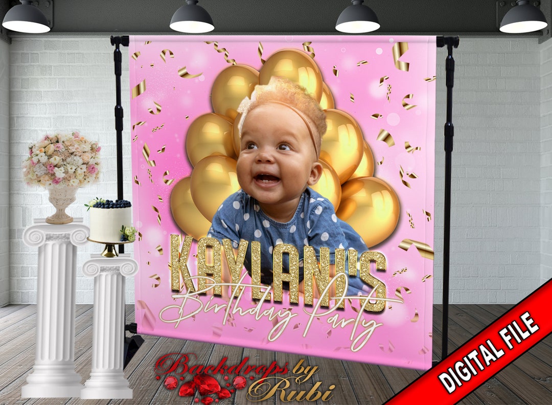 Birthday Backdrop, Custom Photo Birthday Backdrop, 1st Birthday ...