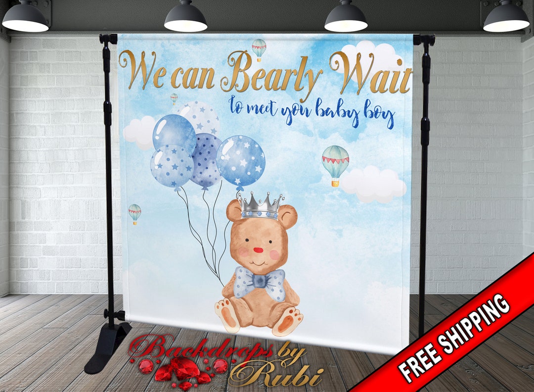 Bear Backdrop, Bear Banner, Bear Safari Baby Shower Backdrop, It's a ...