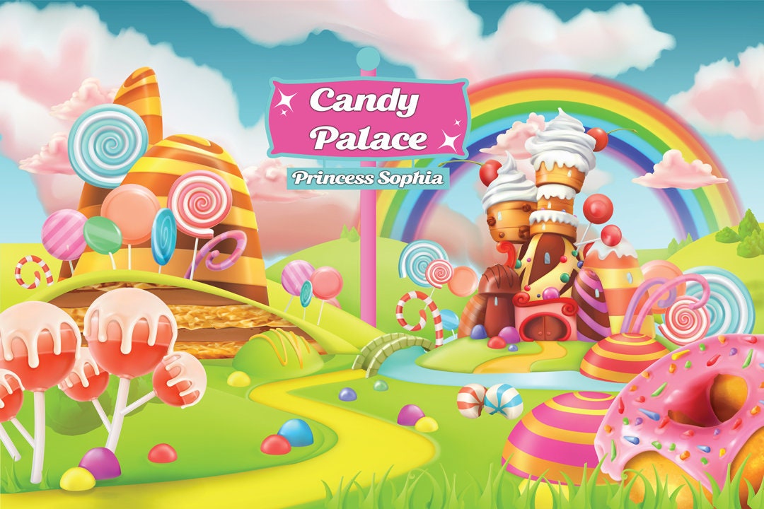 Candy Land Backdrop, Candy Land Banner, Candy Party Backdrop, Candy ...