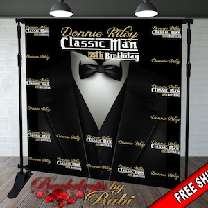 Classic Man Birthday Backdrop, Classic Man Step and Repeat Backdrop ...