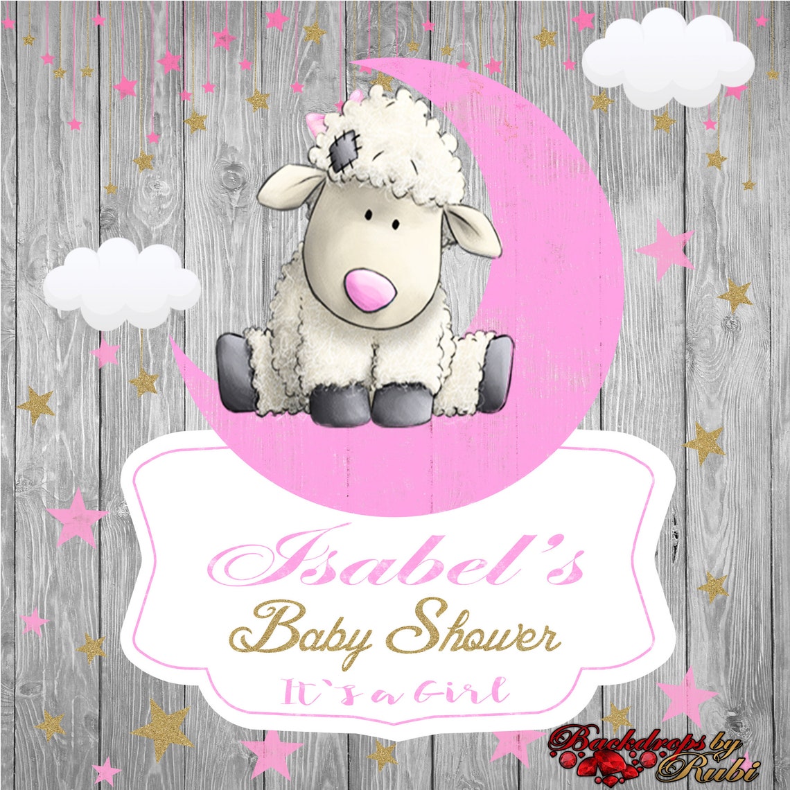 Sheep Backdrop, Sheep Banner, Sheep Baby Shower Backdrop, It's a Girl ...