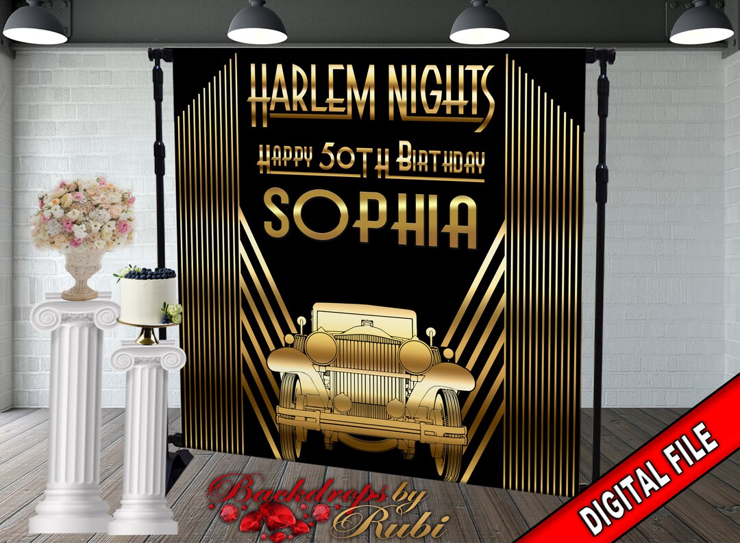 Harlem Nights Birthday Backdrop, Harlem Nights Gold Backdrop, Harlem ...
