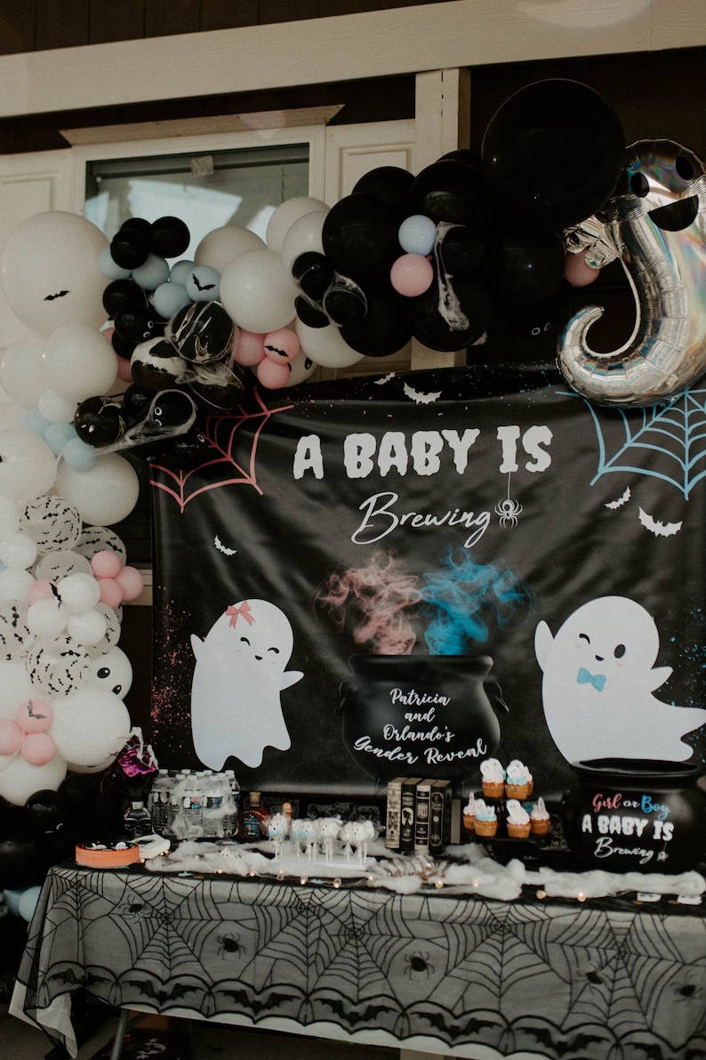 Halloween Gender Reveal Backdrop Halloween Baby Shower Boo-y - Etsy
