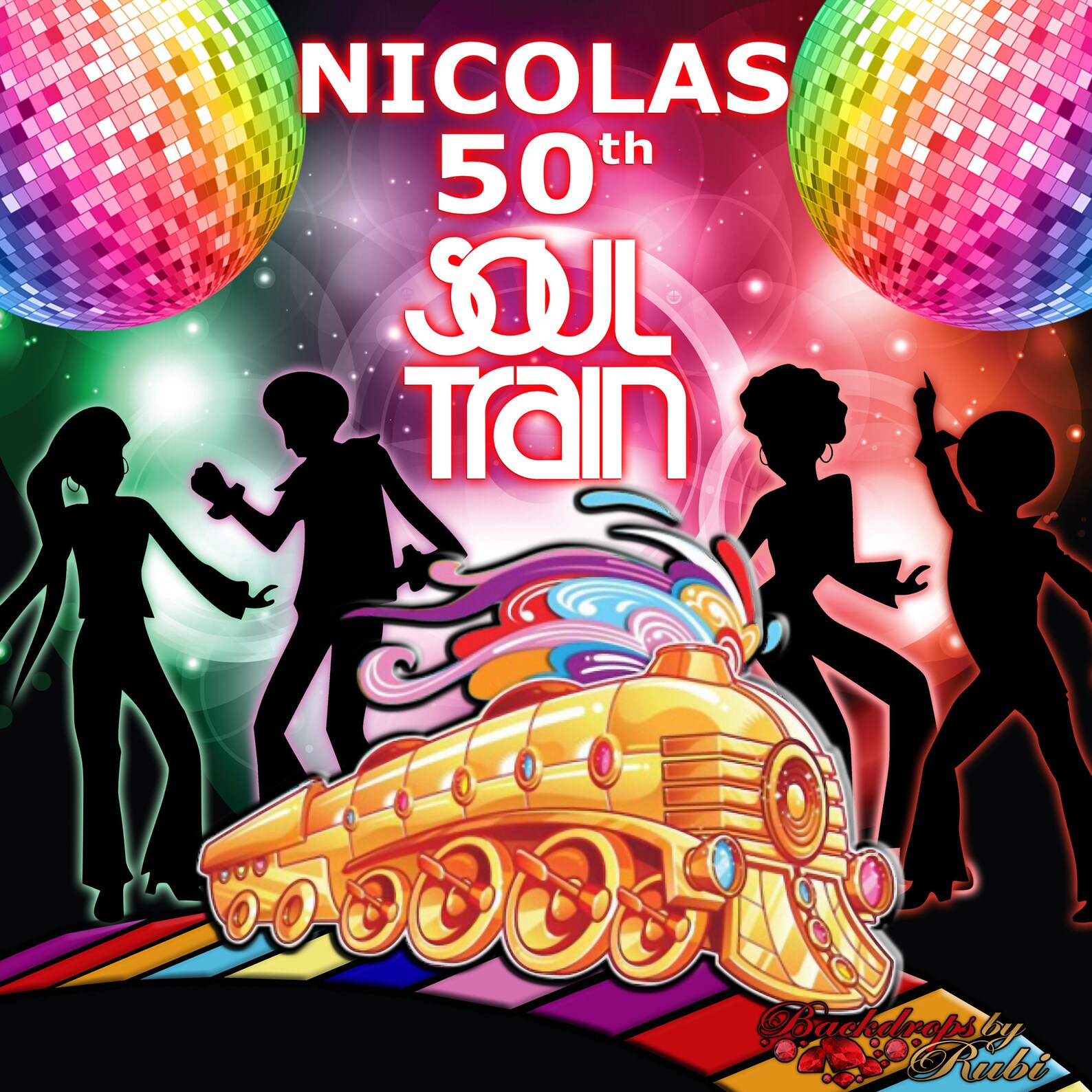 Soul Train Birthday Backdrop, Soul Train Backdrop, Soul Train Party ...