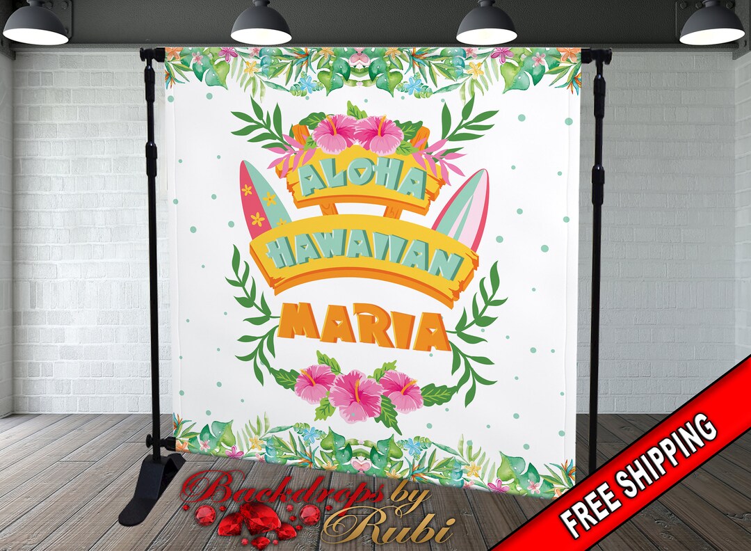 Hawaiian Backdrop, Aloha Luau Party, Hawaiian Luau Birthday Backdrop ...