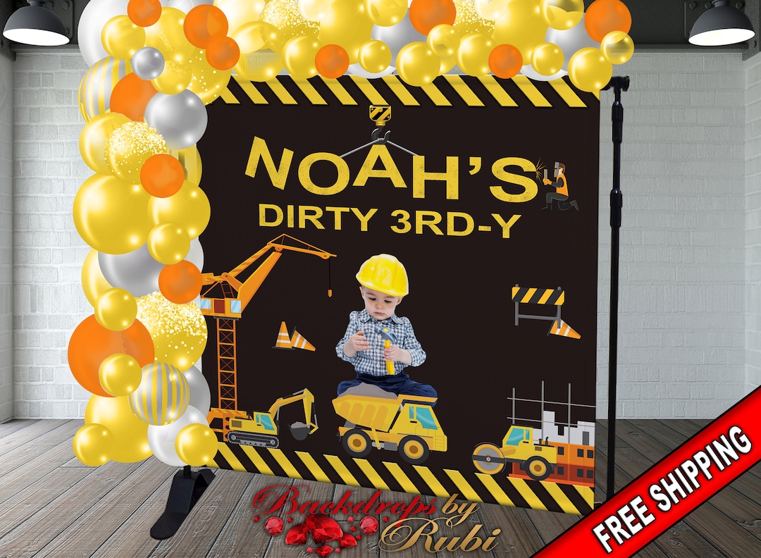 Construction Backdrop, Construction Birthday Banner, Construction ...
