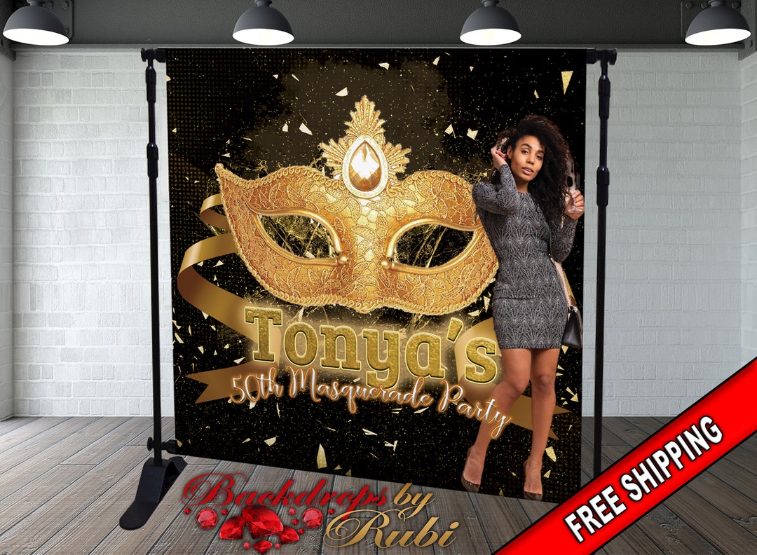 Masquerade Gold Backdrop, Masquerade Step and Repeat Backdrop, 50 ...