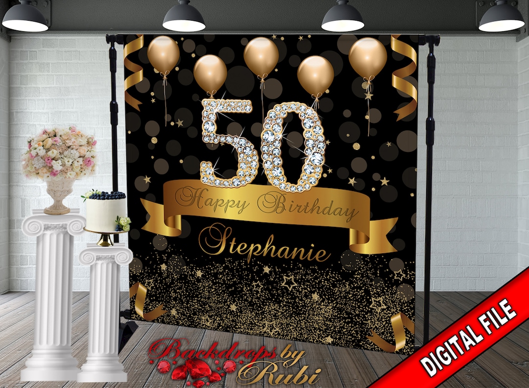 50th Birthday Backdrop, Women's Backdrop, Birthday Party Background ...
