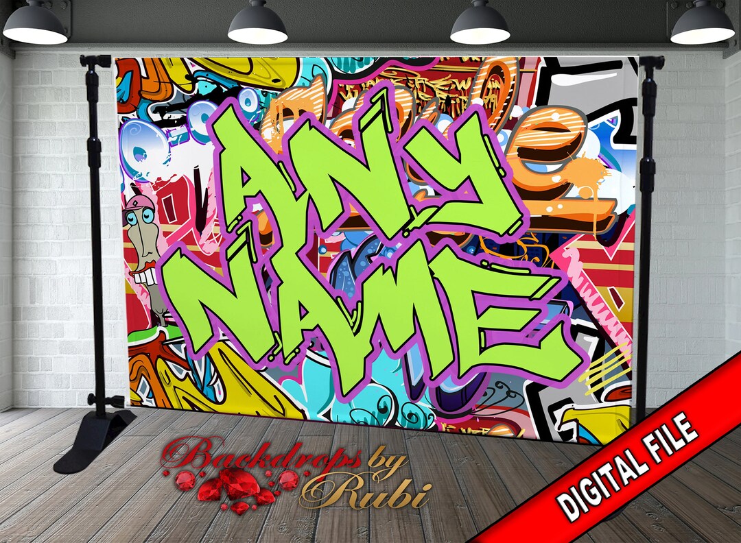 Graffiti Backdrop, Graffiti Banner, 80's 90's Hip Hop Rock Party ...