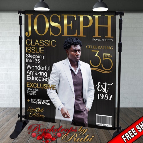Personalize Step and Repeat Backdrop Magazine Cover Banner - Etsy