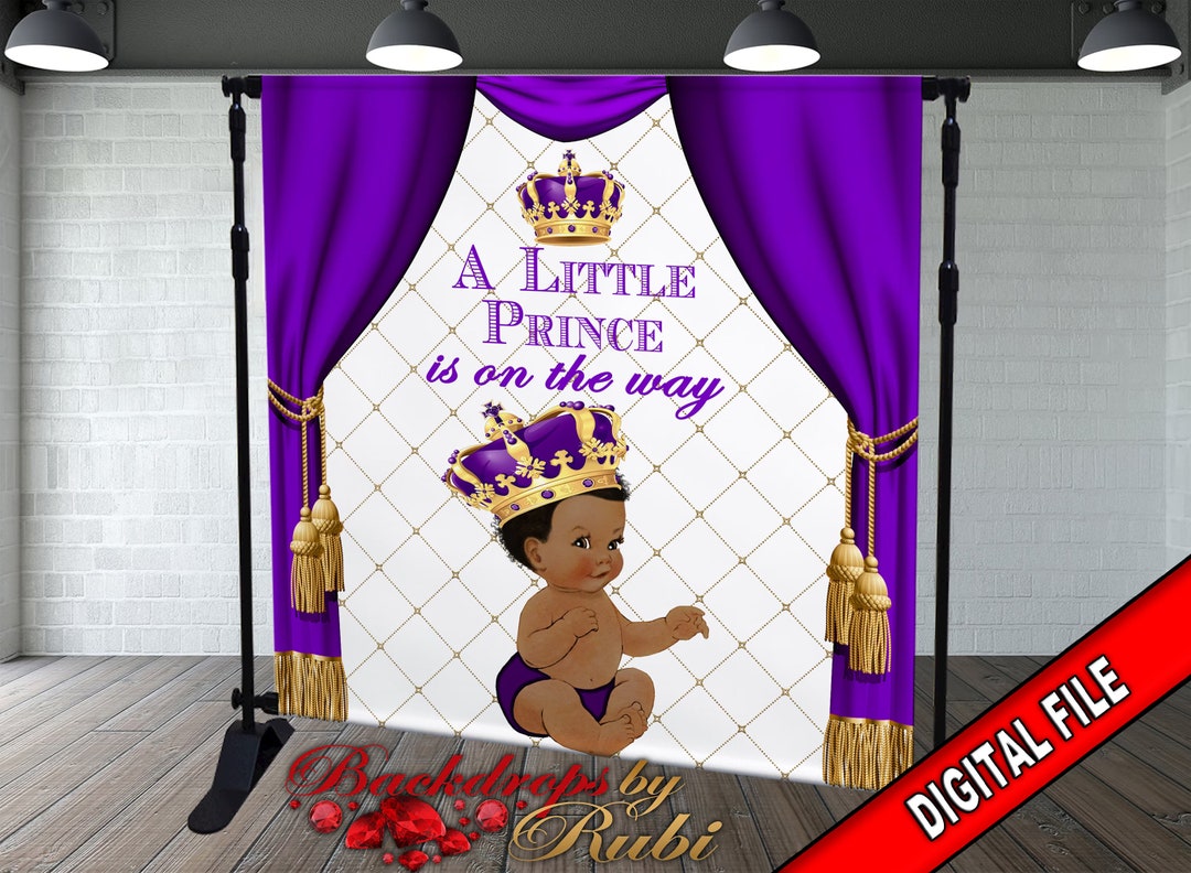 Prince Theme Backdrop, Purple Crown Prince Backdrop, Royal Prince Baby ...