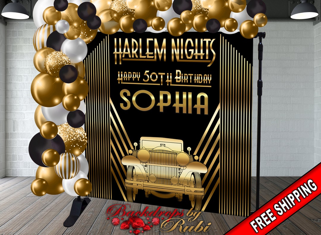 Harlem Nights Birthday Backdrop, Harlem Nights Gold Backdrop, Harlem ...