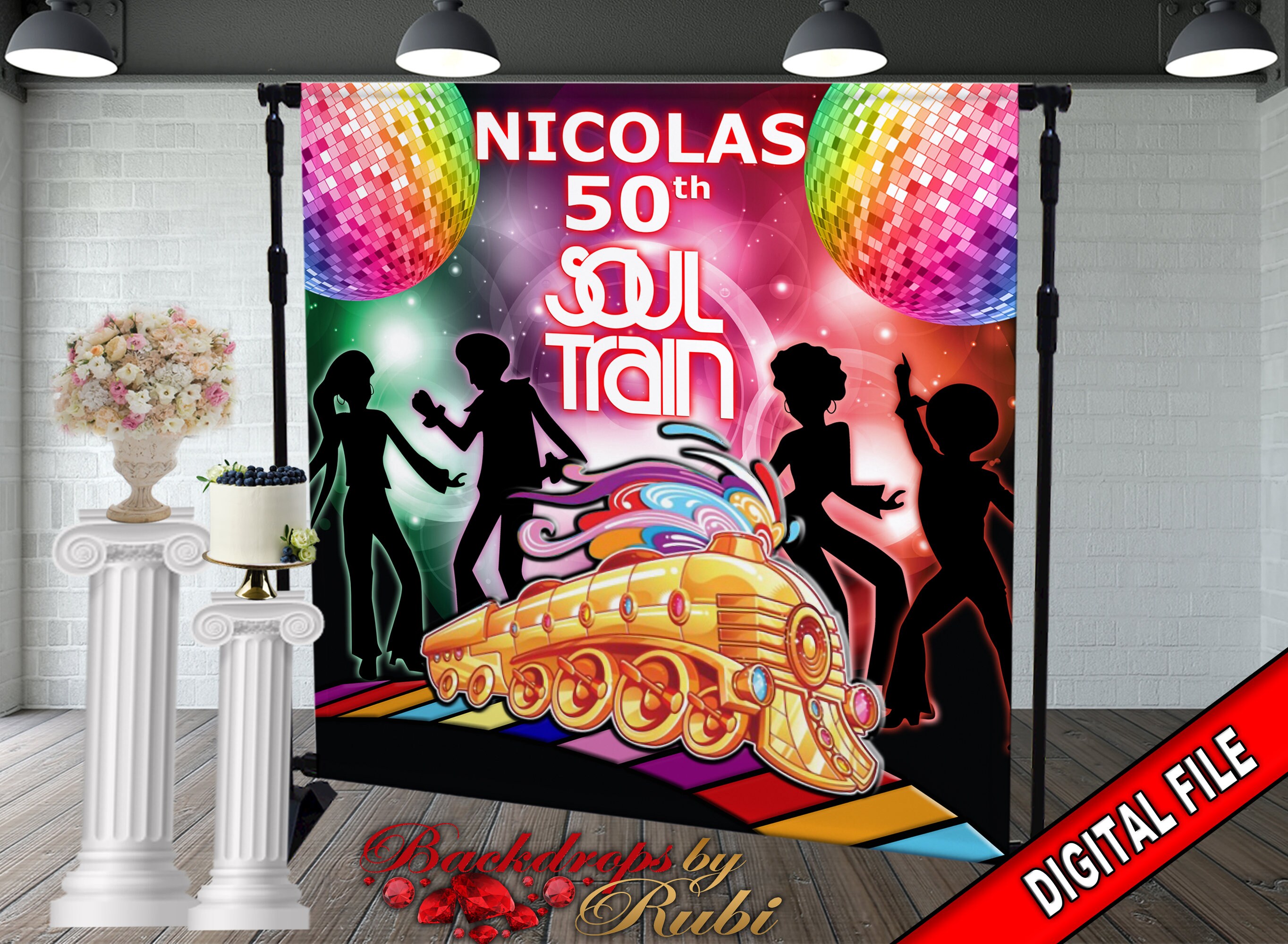 Soul Train Birthday Backdrop, Soul Train Backdrop, Soul Train Party ...