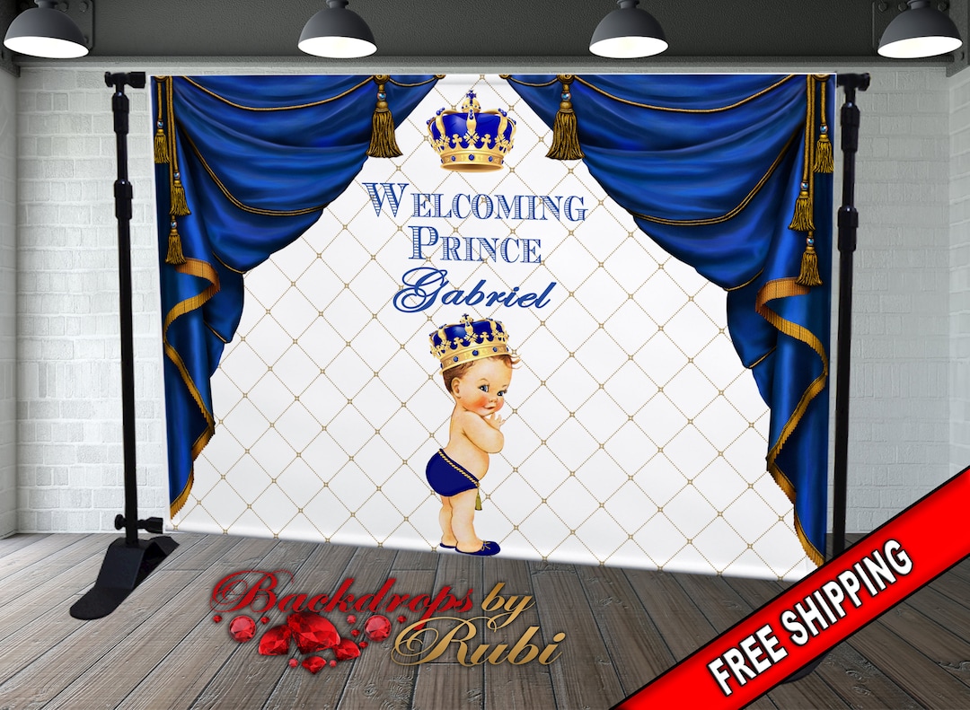 Royal Prince Theme Backdrop, Blue Crown Prince Backdrop, Royal Prince ...