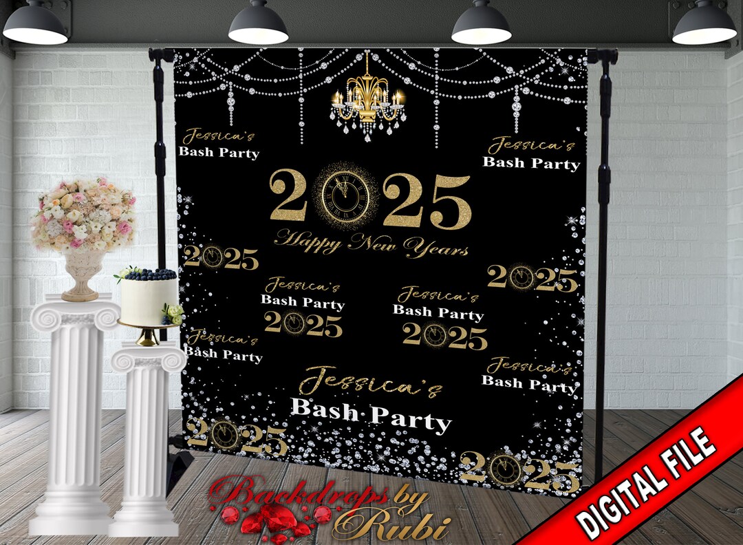 New Year's Step and Repeat Backdrop, New Year's Backdrop, New Year's ...