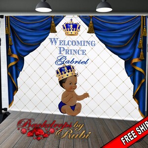 Royal Prince Theme Backdrop, Blue Crown Prince Backdrop, Royal Prince ...