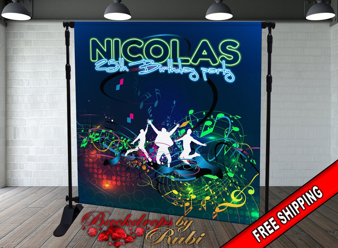 Neon Backdrop, Neon Banner, Neon Party Backdrop, Neon Theme Backdrop ...