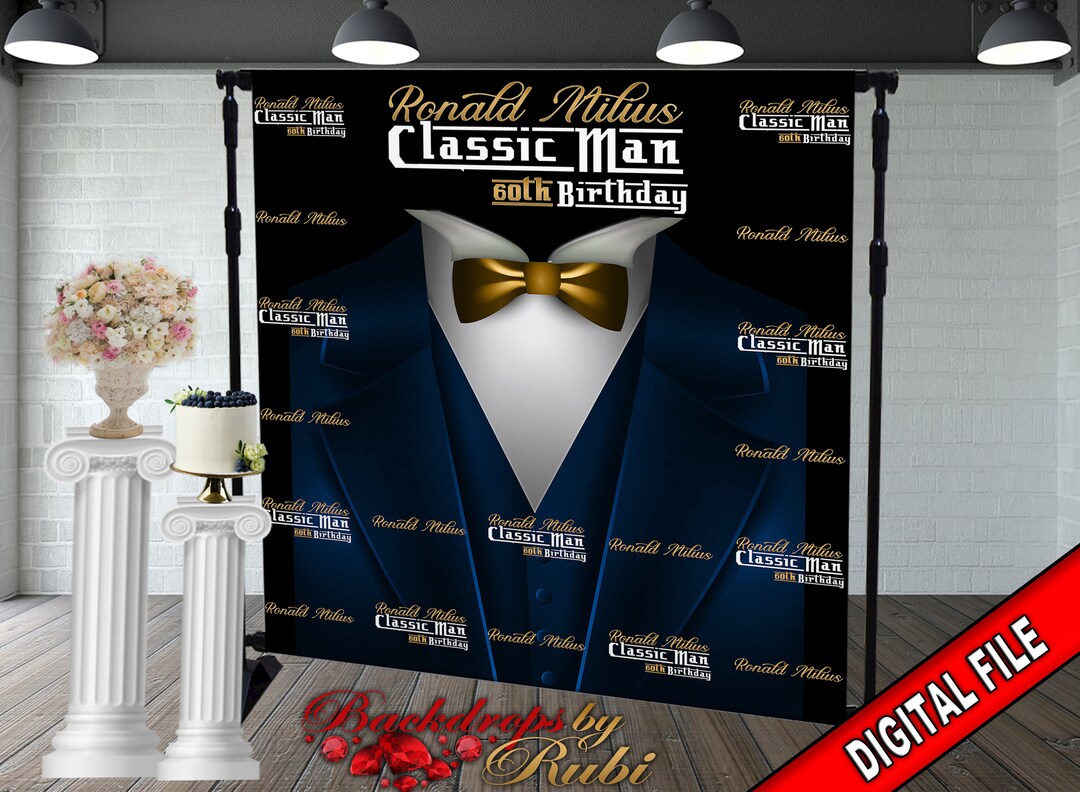 Classic Man Birthday Backdrop, Classic Man Step and Repeat Backdrop ...