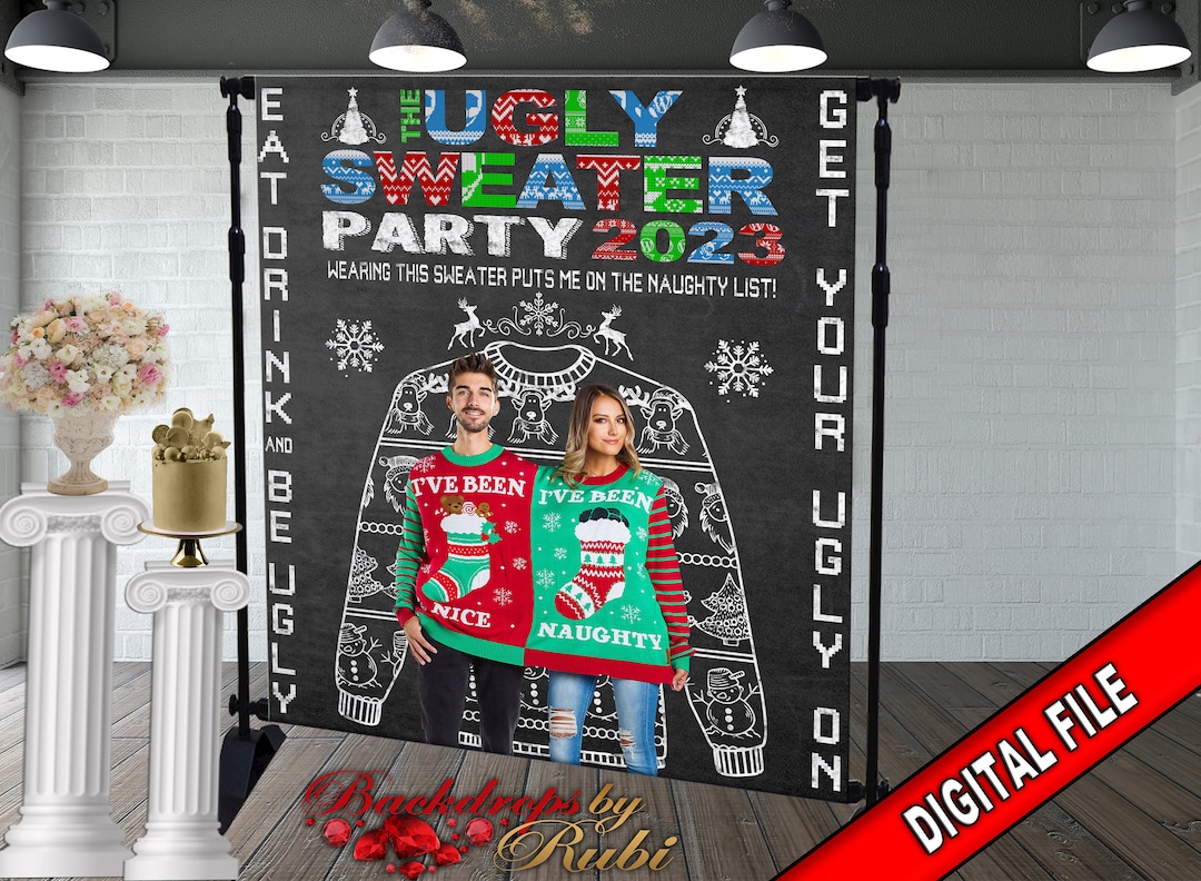 Ugly Sweater Holiday Party Photo Booth Backdrop Ugly Sweater - Etsy