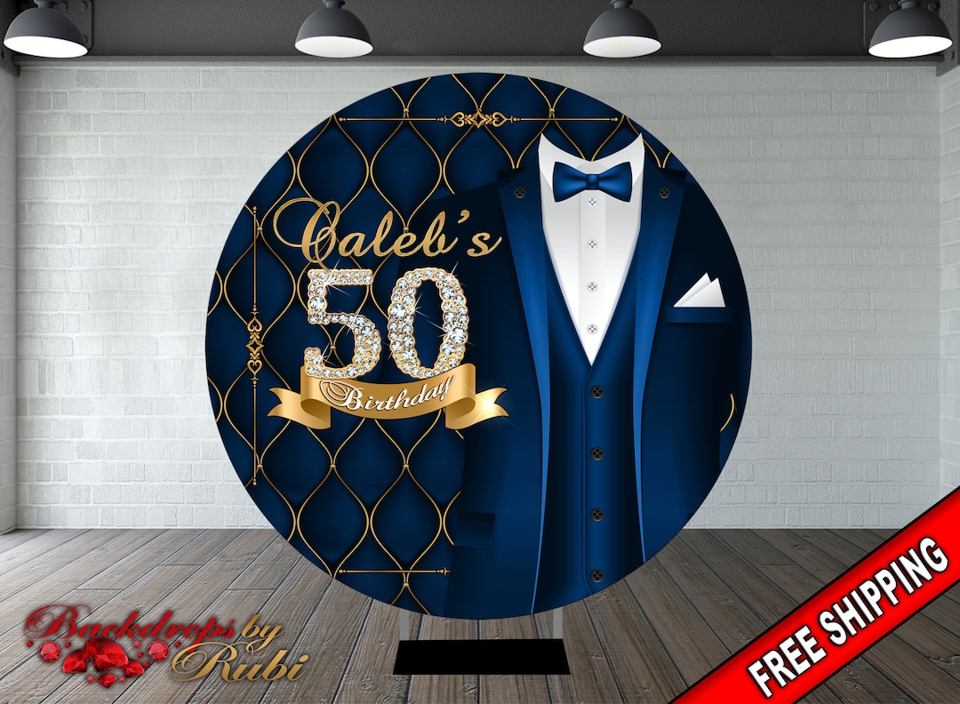 Classic Man Round Backdrop, Men's Birthday Round Backdrop, Tuxedo Round ...