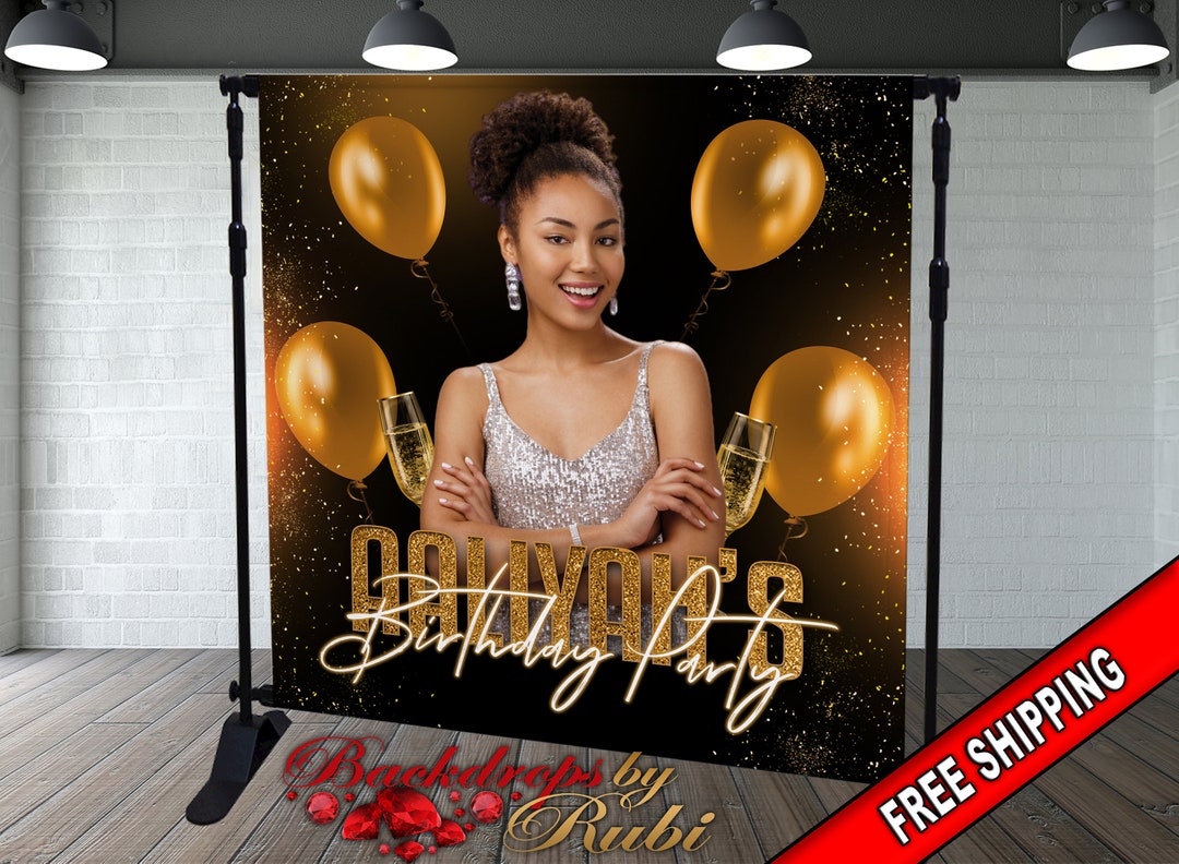 Birthday Backdrop, Custom Photo Birthday Backdrop, 21st Birthday ...