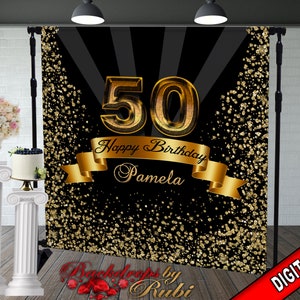 50th Birthday Backdrop, Birthday Gold Backdrop, Birthday Backdrop ...