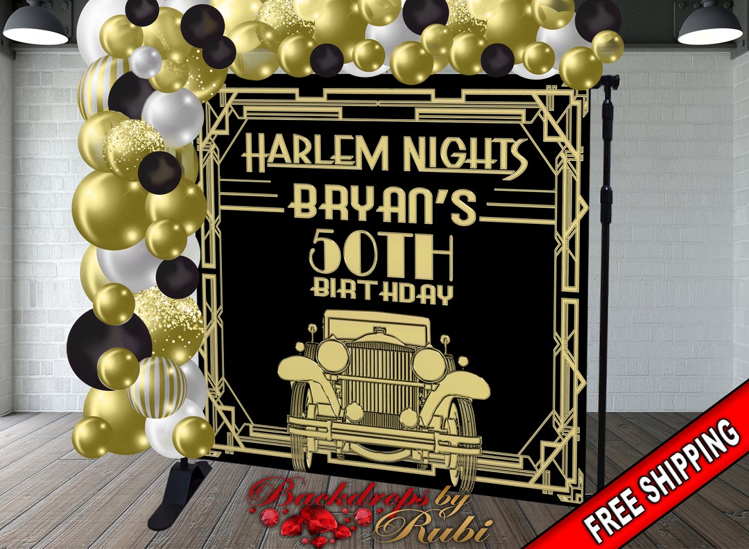 Harlem Nights Birthday Backdrop, Harlem Nights Gold Backdrop, Harlem ...