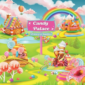 Candy Land Backdrop, Candy Land Banner, Candy Party Backdrop, Candy ...