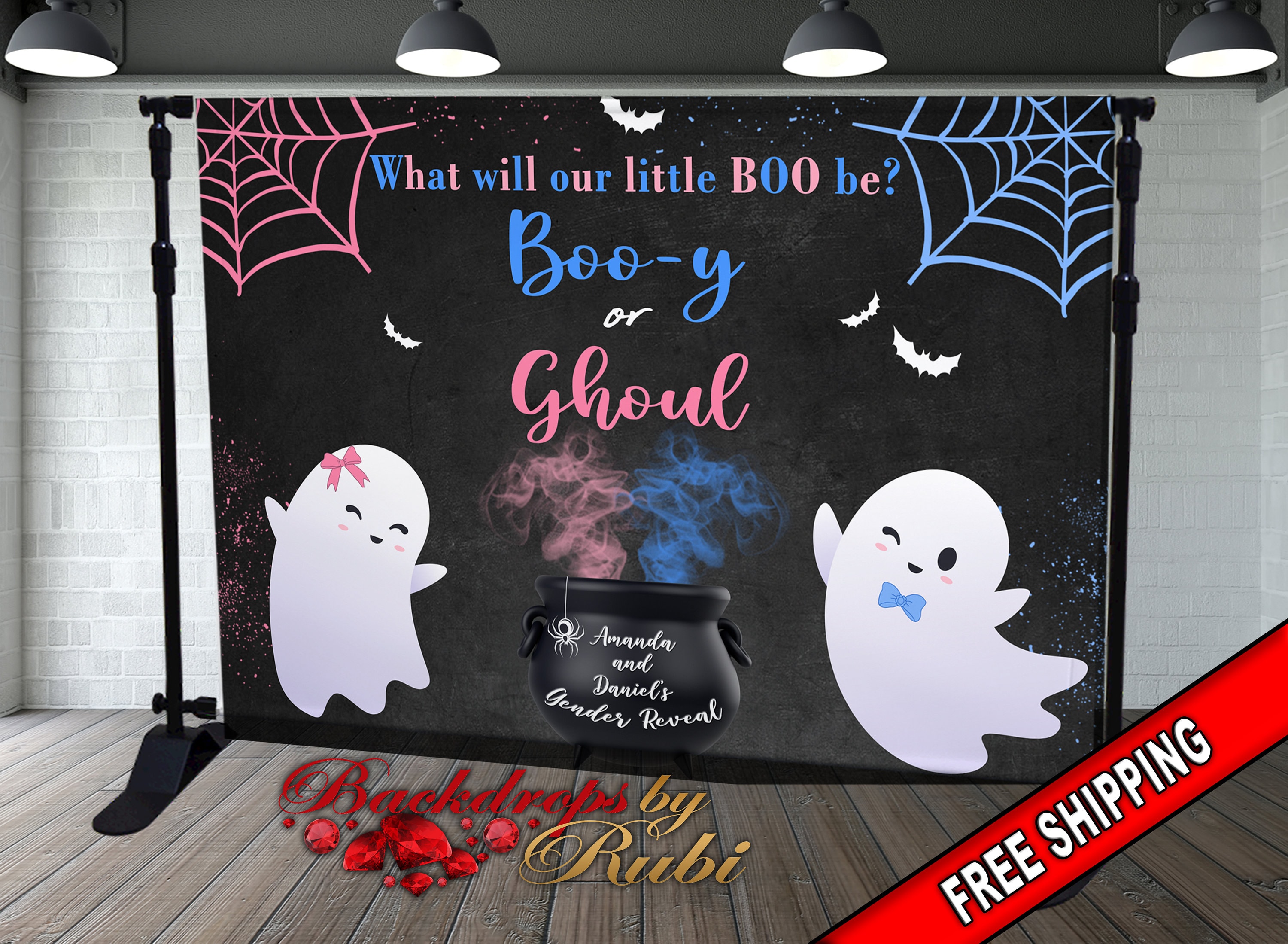 Halloween Gender Reveal Backdrop, Halloween Baby Shower, Boo-y or Ghoul ...