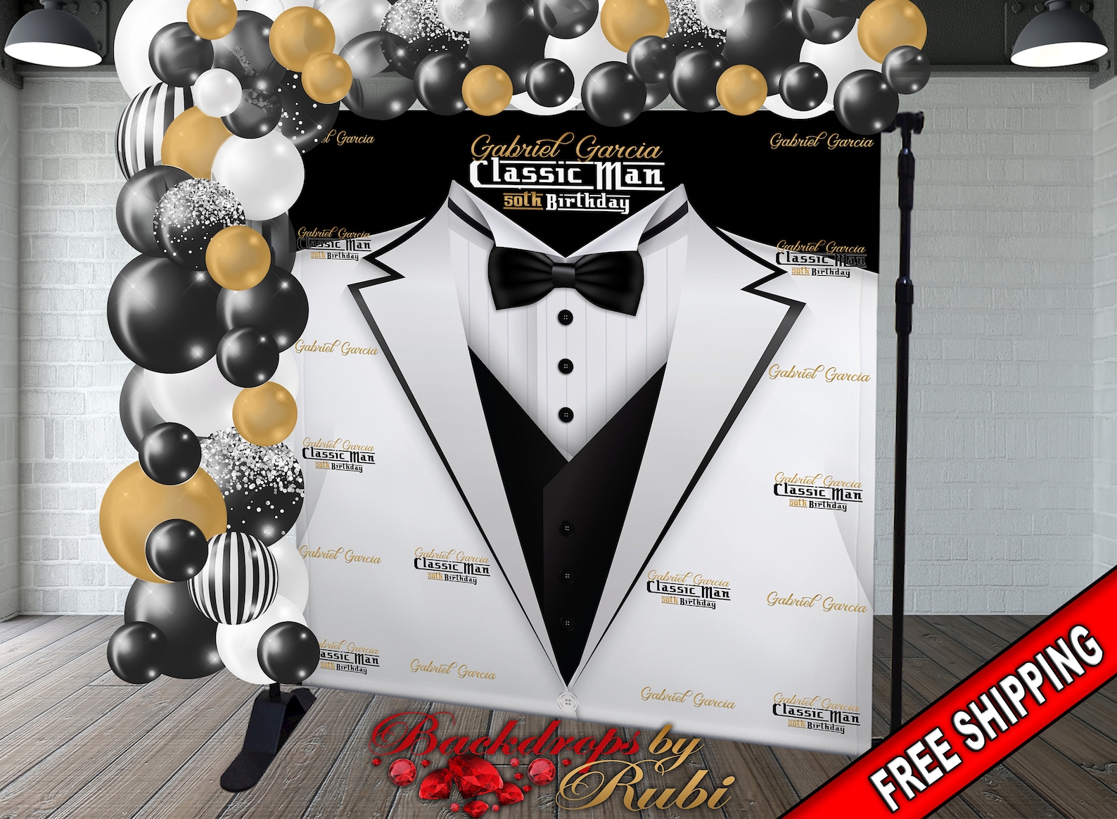 Classic Man Birthday Backdrop Classic Man Step and Repeat - Etsy