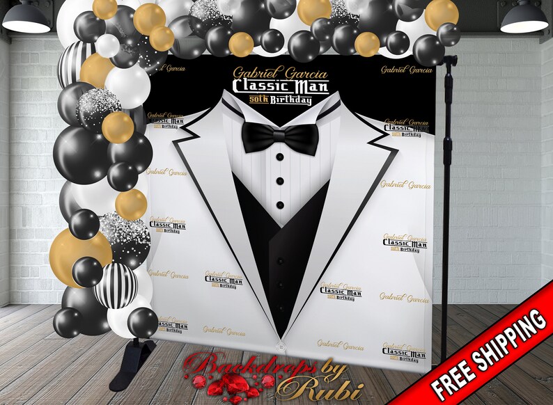 Classic Man Birthday Backdrop, Classic Man Step and Repeat Backdrop ...