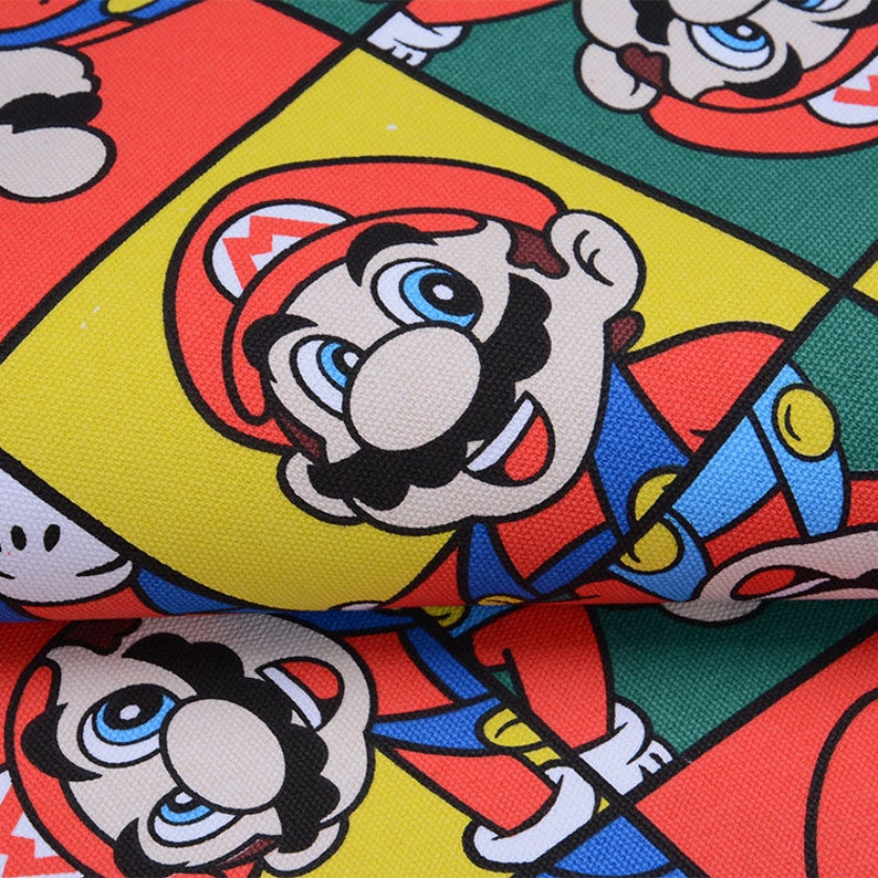 Mario Fabric Super Mario Bros Fabric Cute Cartoon Canvas | Etsy