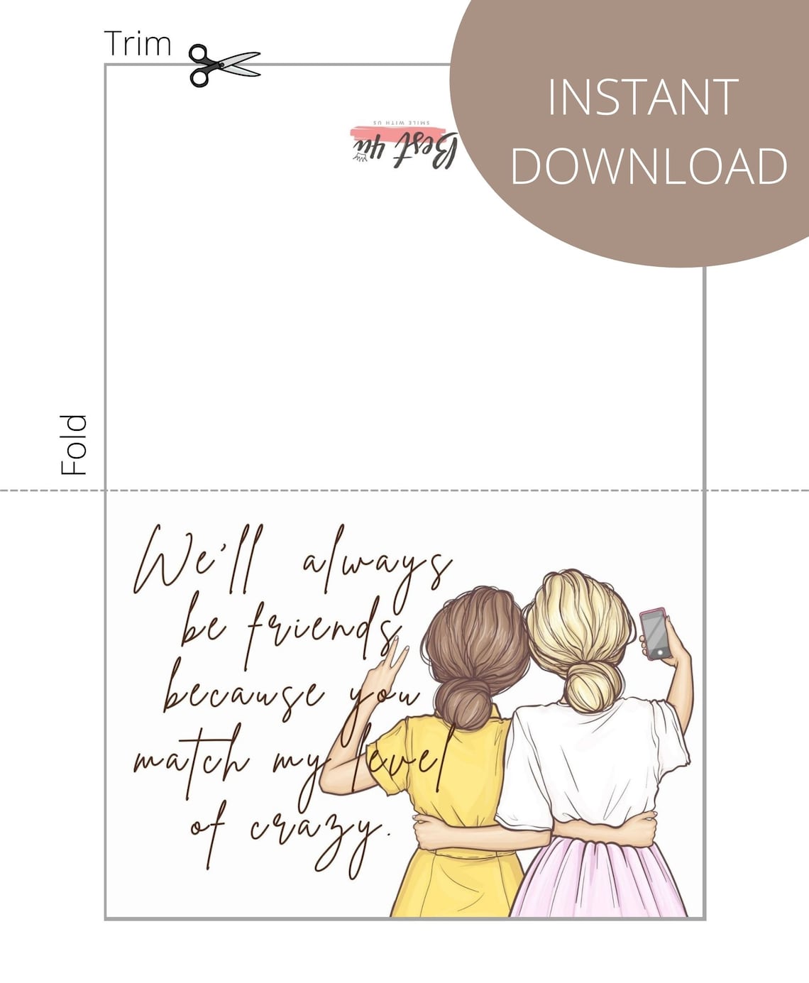 Printable Best Friend's Birthday Card Instant Download | Etsy