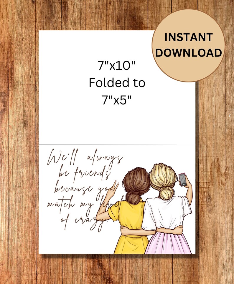 Printable Best Friend's Birthday Card Instant Download - Etsy