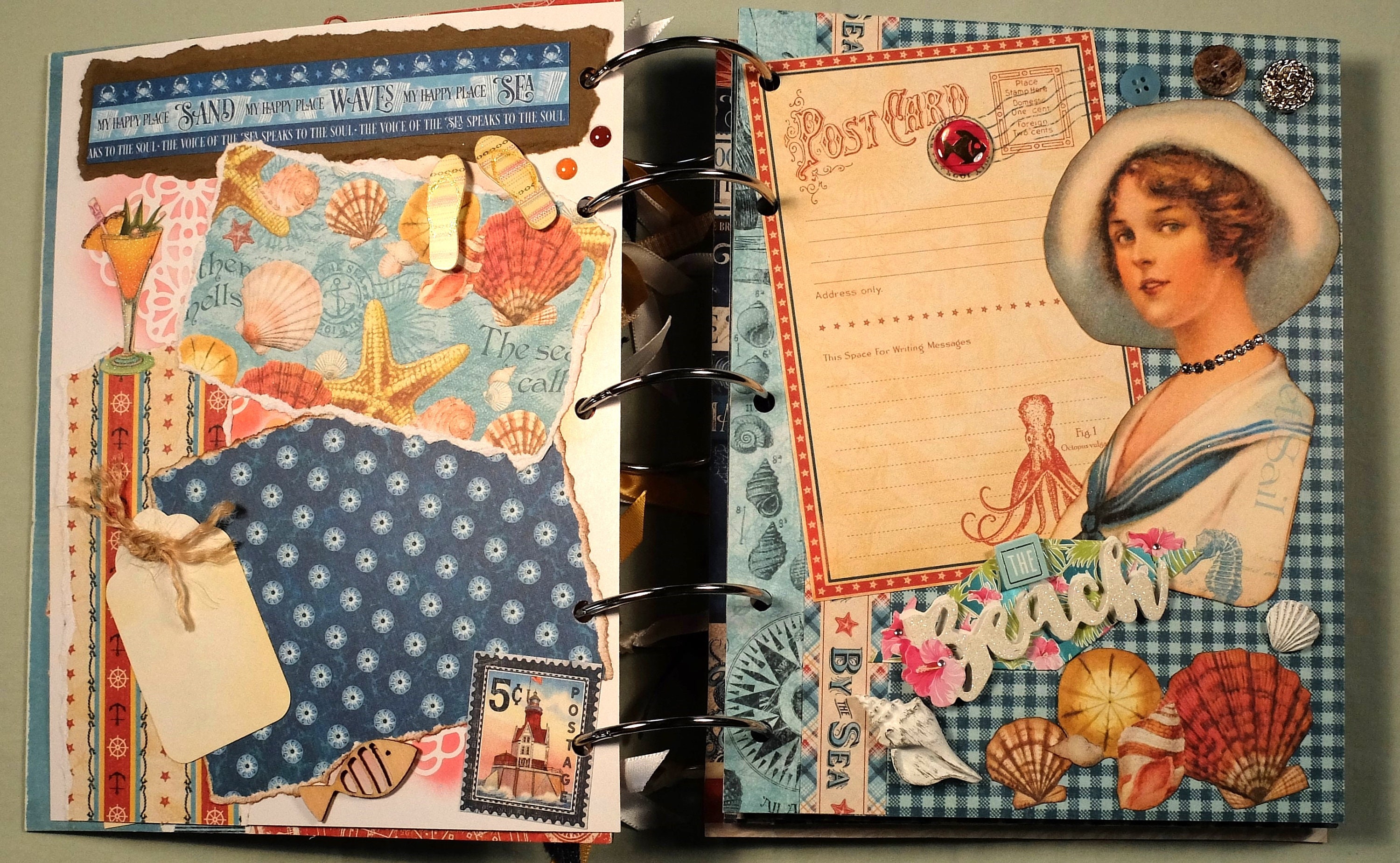 Junk Journal, Mini Album. Beach, Vacation, Keepsake Album, Scrapbook ...