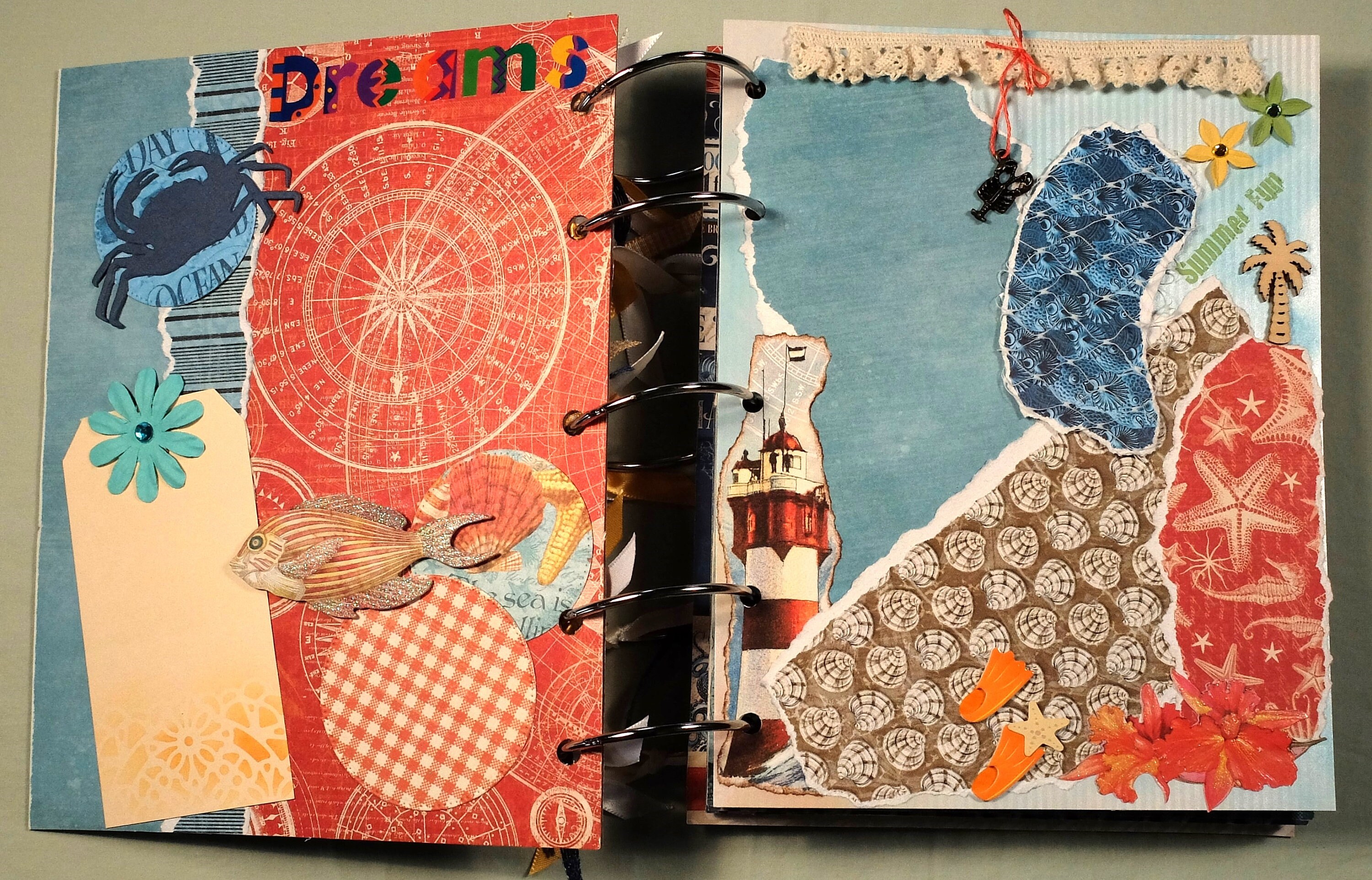 Junk Journal, Mini Album. Beach, Vacation, Keepsake Album, Scrapbook ...