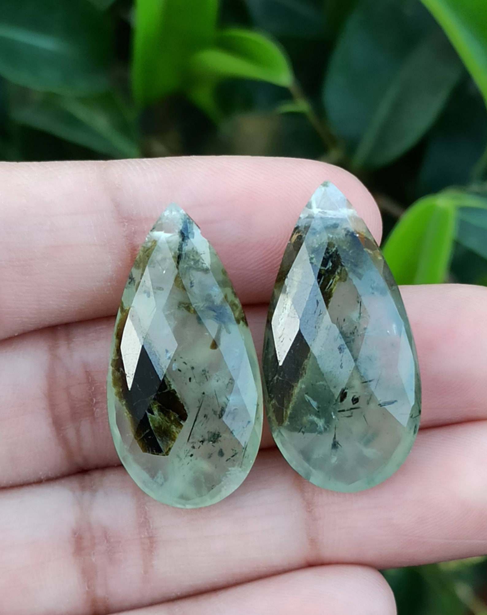 Pair of Prehnite briolette cut shape 30mm15mm size 50.5cts | Etsy
