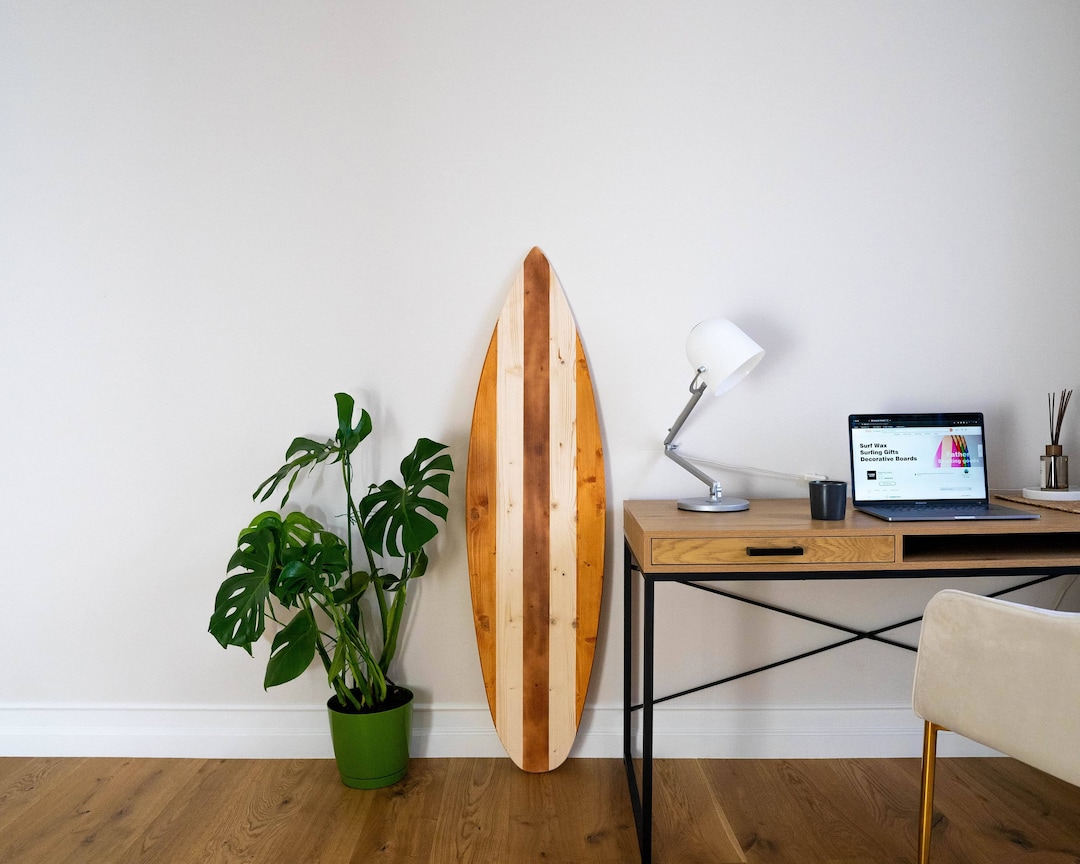 Handmade Wooden Decorative Surfboard Wall Art: FSC Pine, Beach House ...